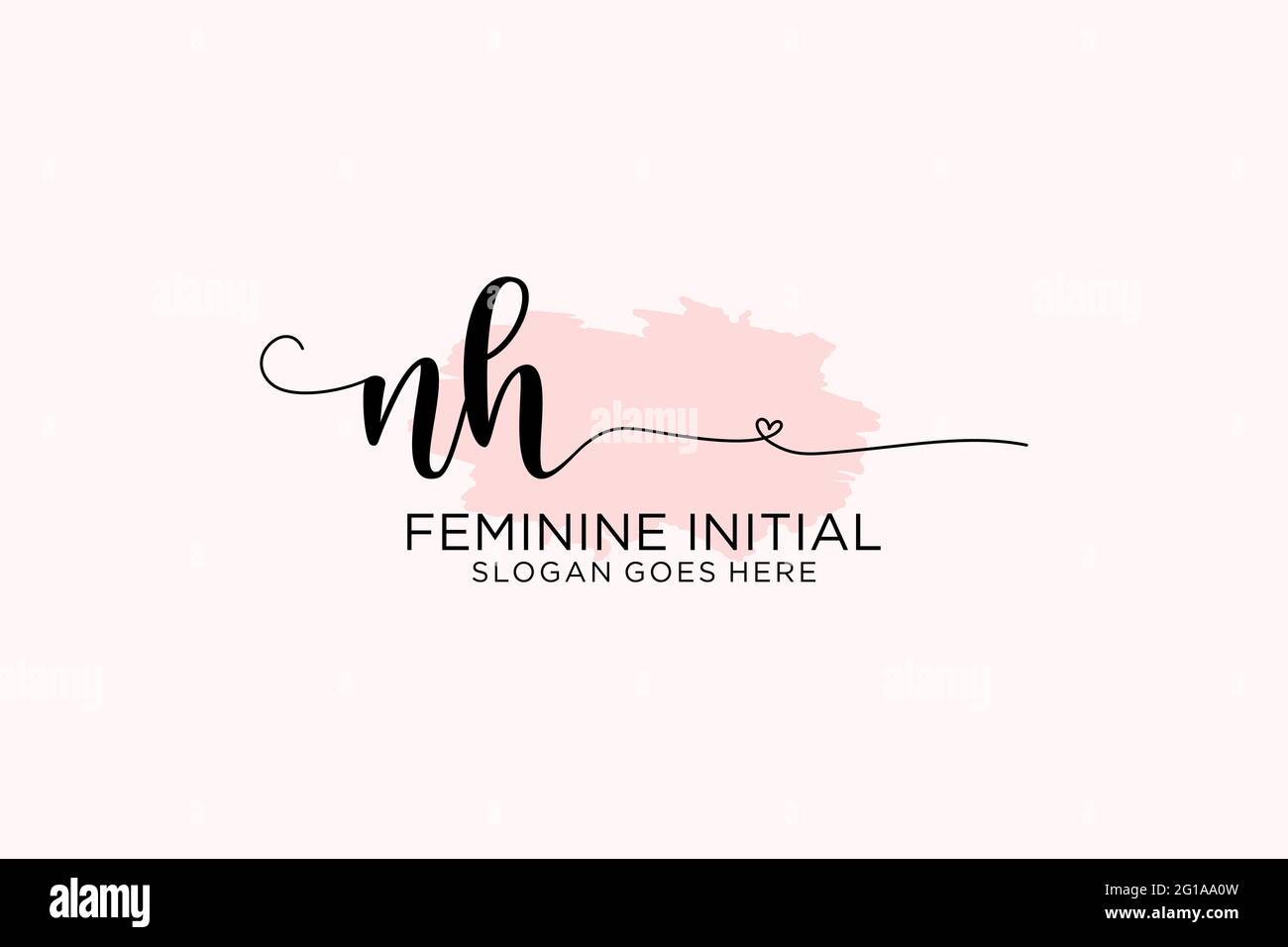 NH beauty monogram and elegant logo design handwriting logo of initial ...