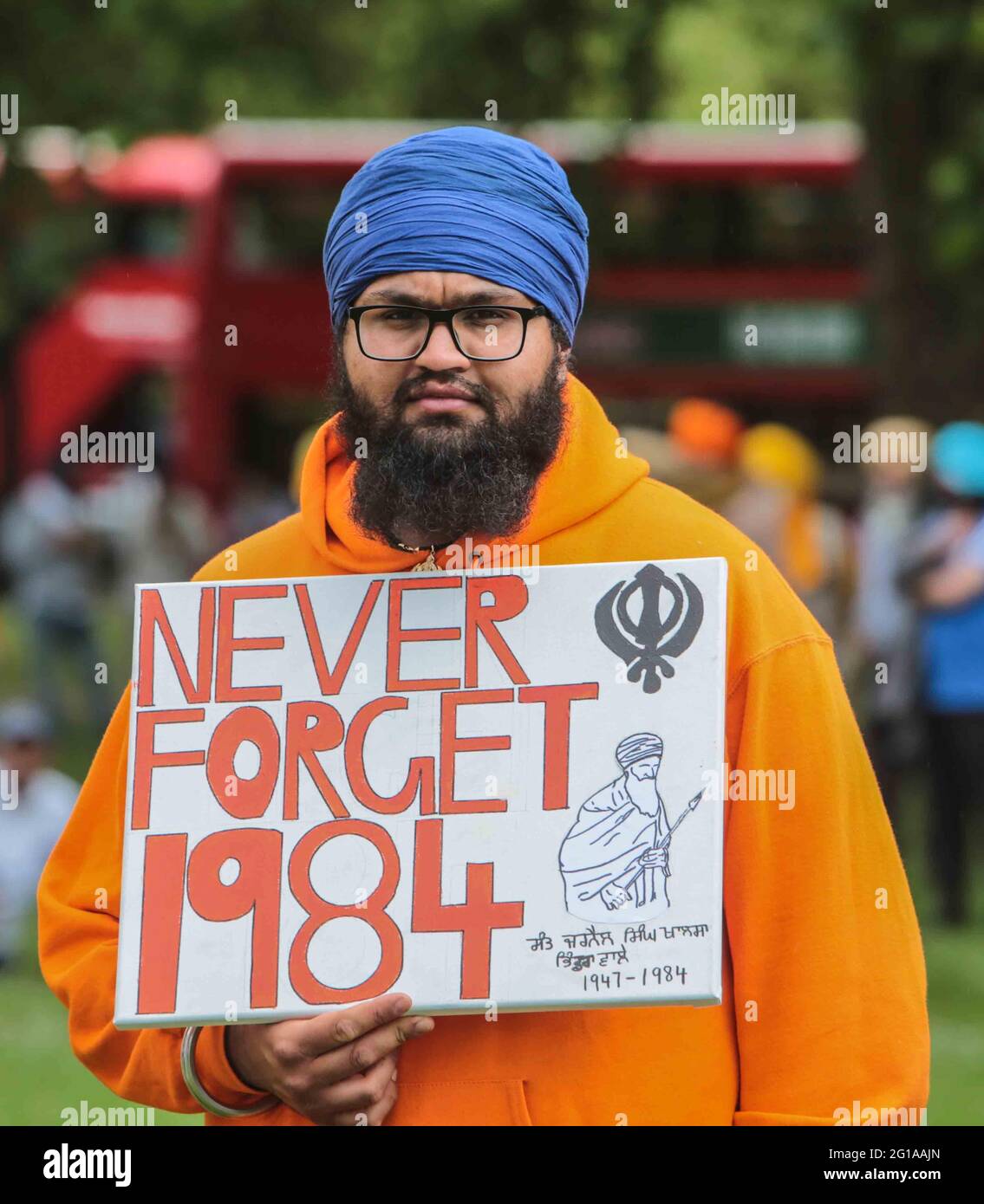 London UK 06 june 2021 Sikhs gathered in Wellington Arch to march to ...