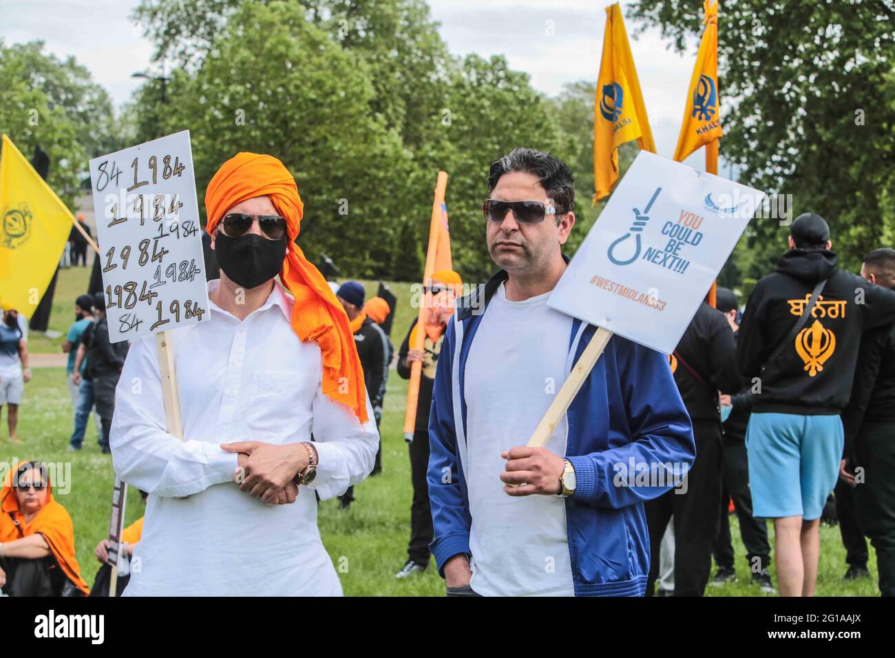 London UK 06 june 2021 Sikhs gathered in Wellington Arch to march to ...