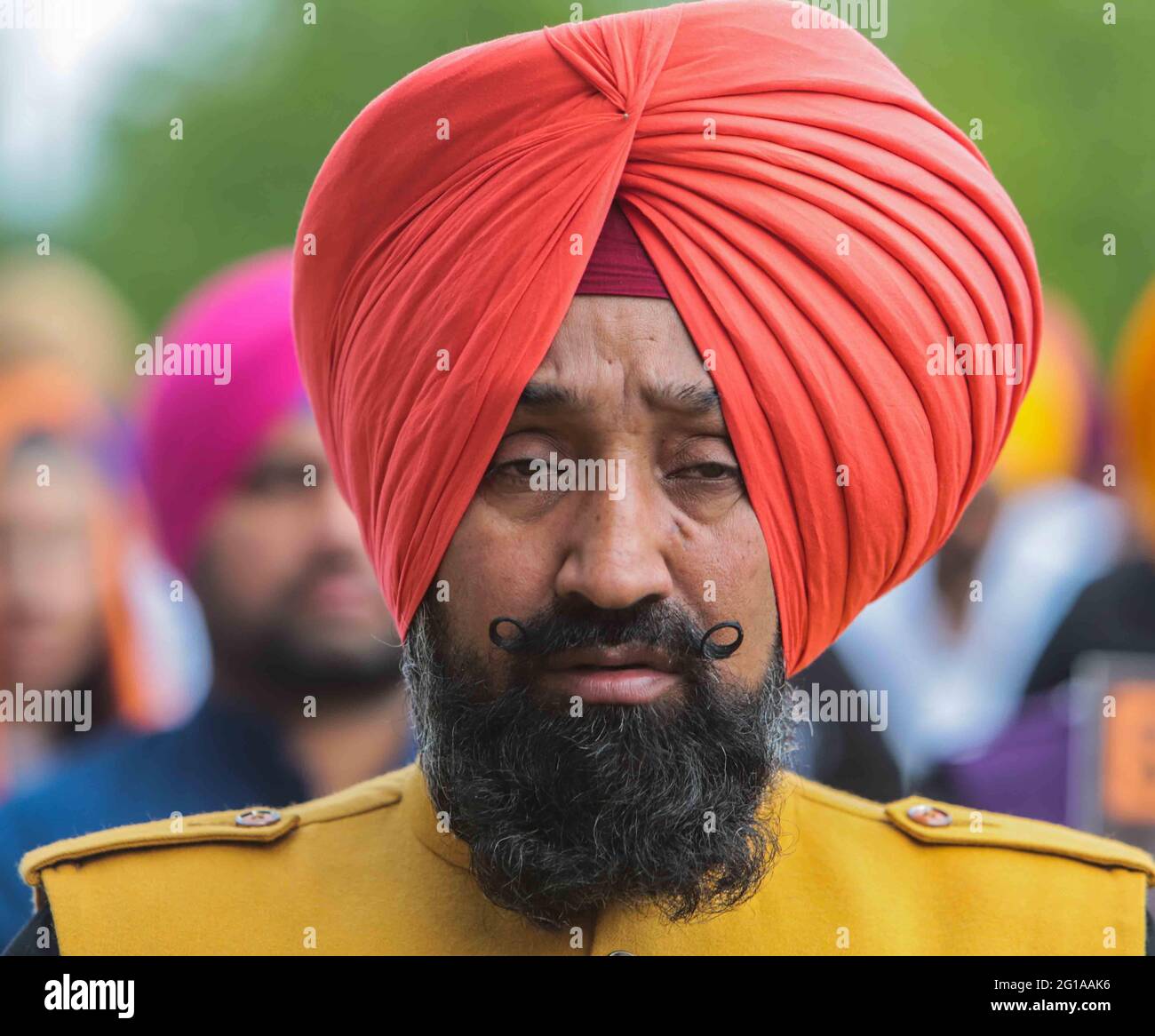 London UK 06 june 2021 Sikhs gathered in Wellington Arch to march to ...