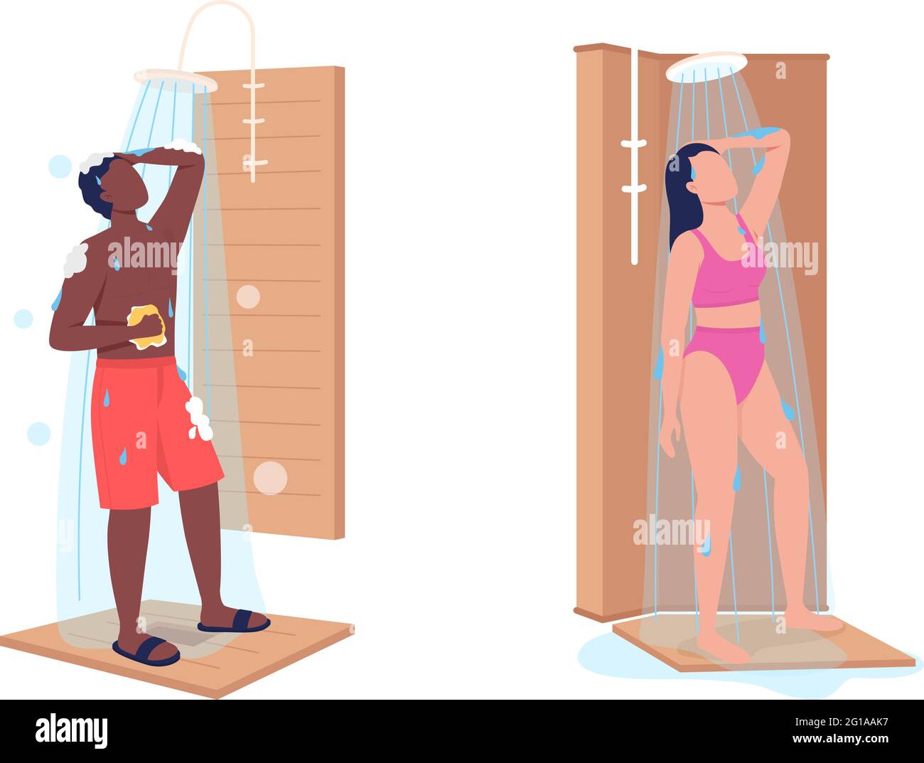 Woman Showering African Stock Vector Images Alamy