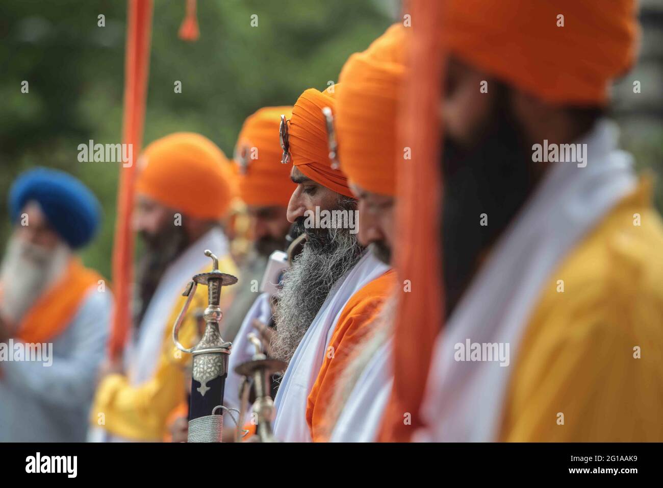 London UK 06 june 2021 Sikhs gathered in Wellington Arch to march to ...