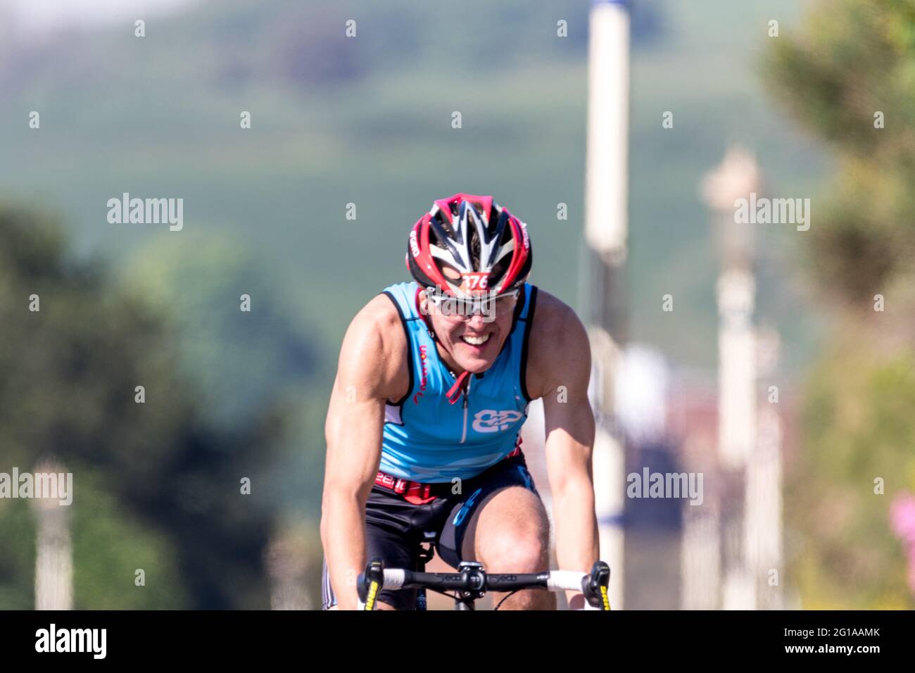Eastbourne, UK. 6th June, 2021. Triathletes taking part in Tribourne ...