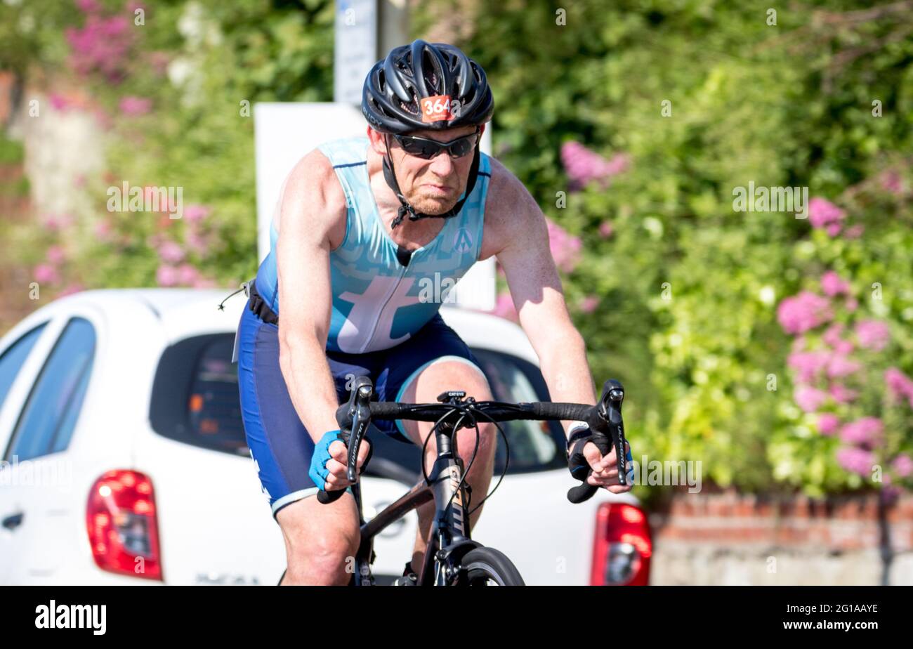 Eastbourne, UK. 6th June, 2021. Triathletes taking part in Tribourne ...