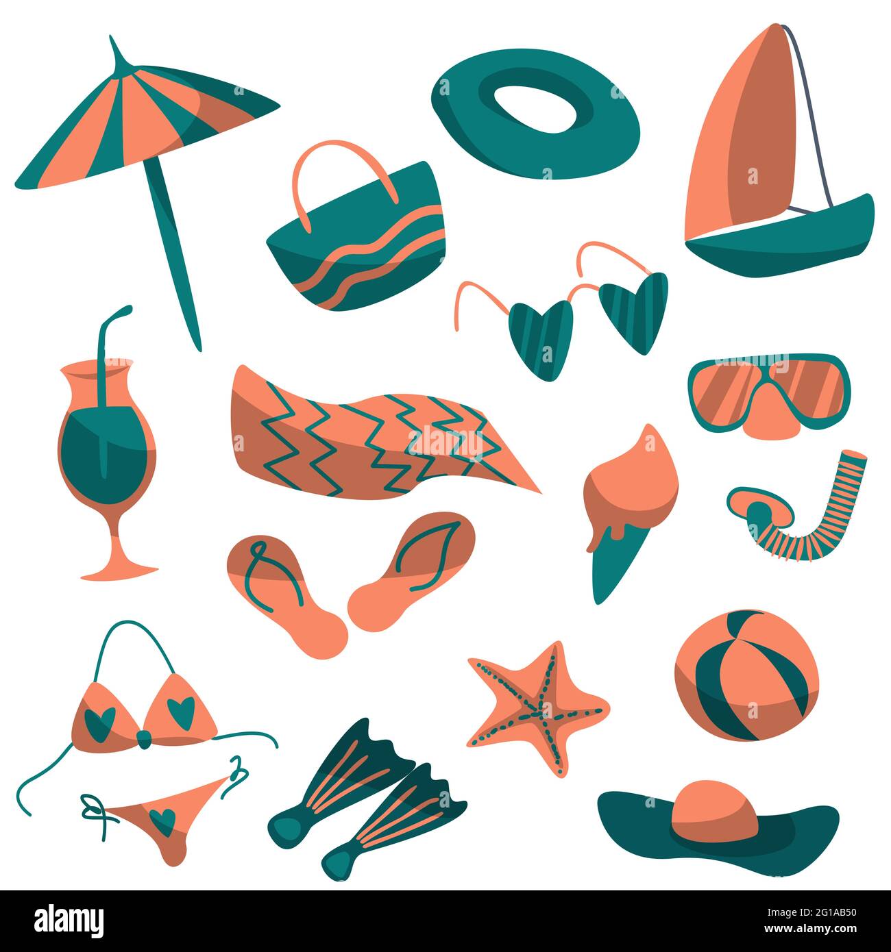Hat towel on beach Stock Vector Images - Alamy