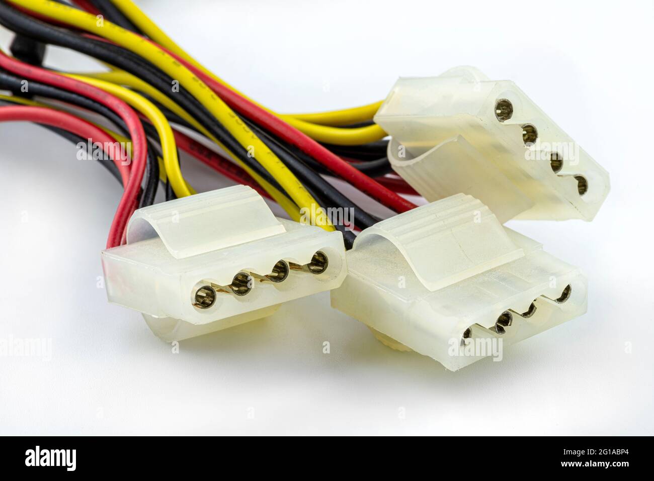 A four-pin female plug for powering a hard disk or CD drive coming from ...