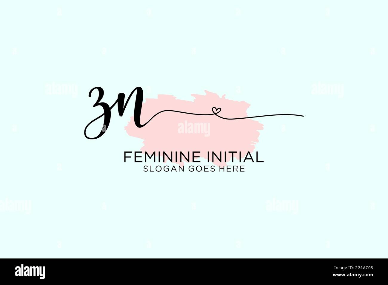 ZN beauty monogram and elegant logo design handwriting logo of initial signature, wedding ...