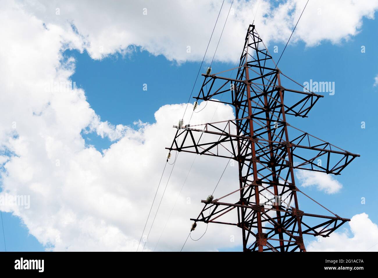 A view of Power lines, electric power transmissions in western Ukraine ...