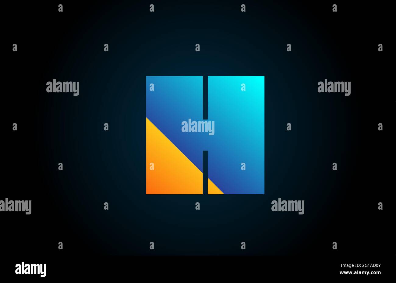 blue yellow H alphabet letter logo icon for company and business ...