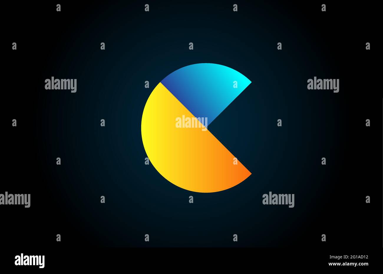 blue yellow C alphabet letter logo icon for company and business ...