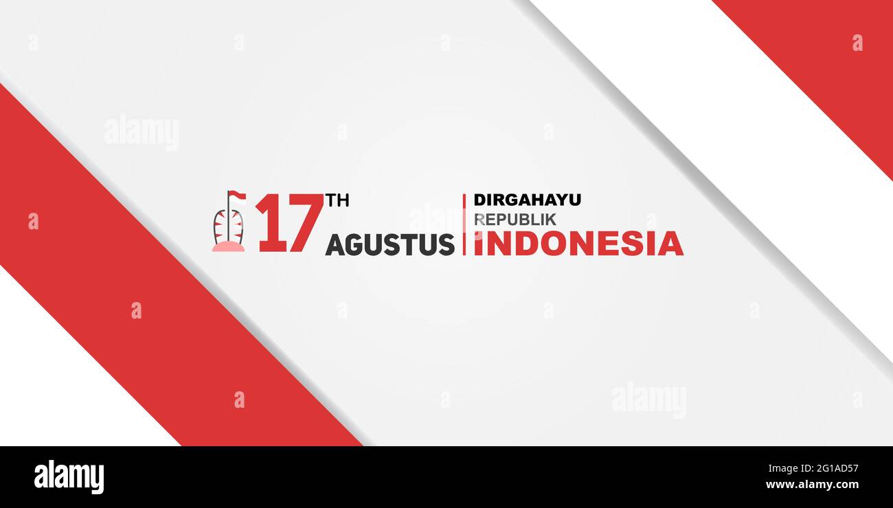 17th August Indonesia independence day greeting card vector with Indonesia's red and white flag ...