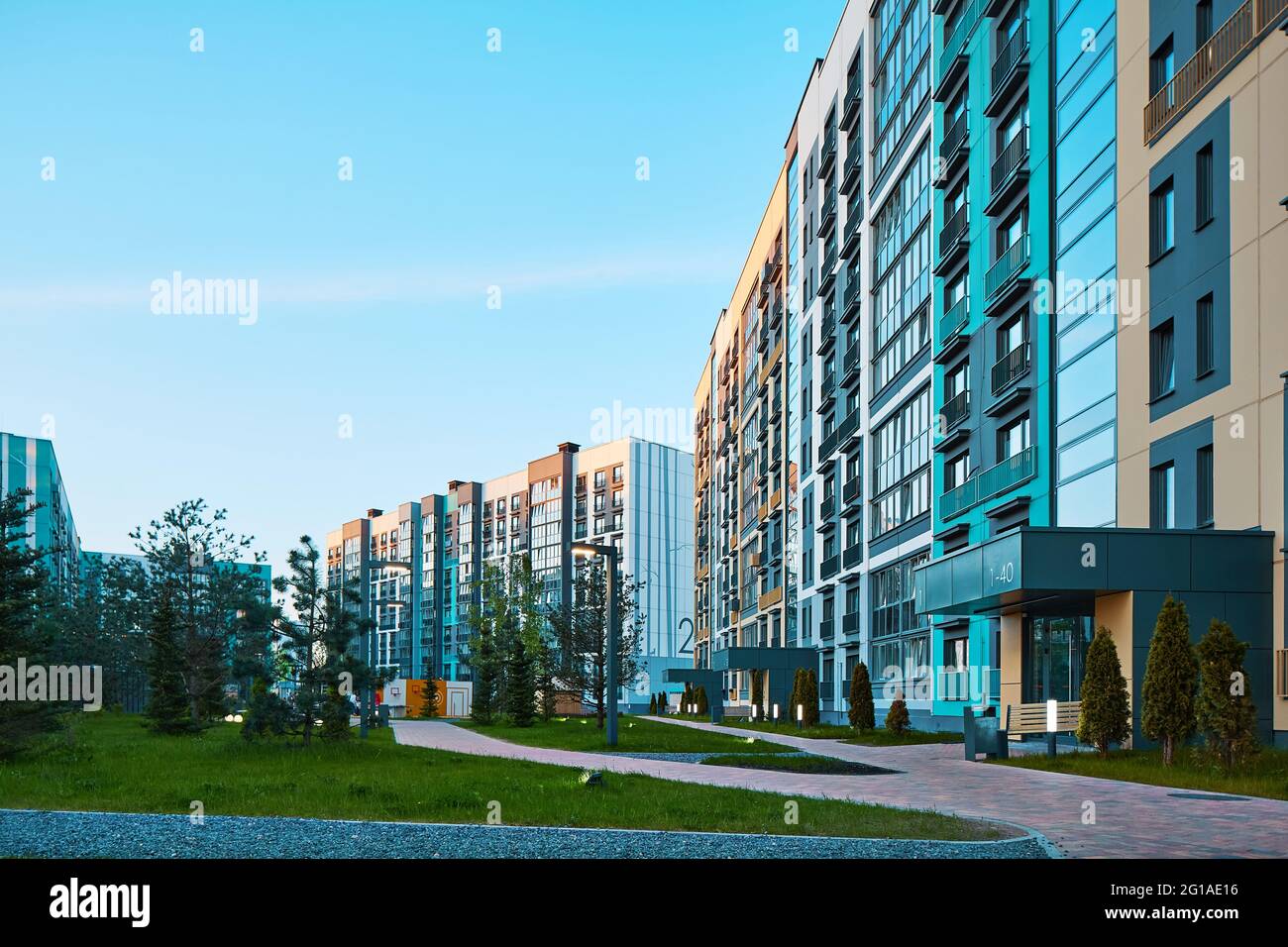 Facade modern suburban house new development area hi-res stock ...