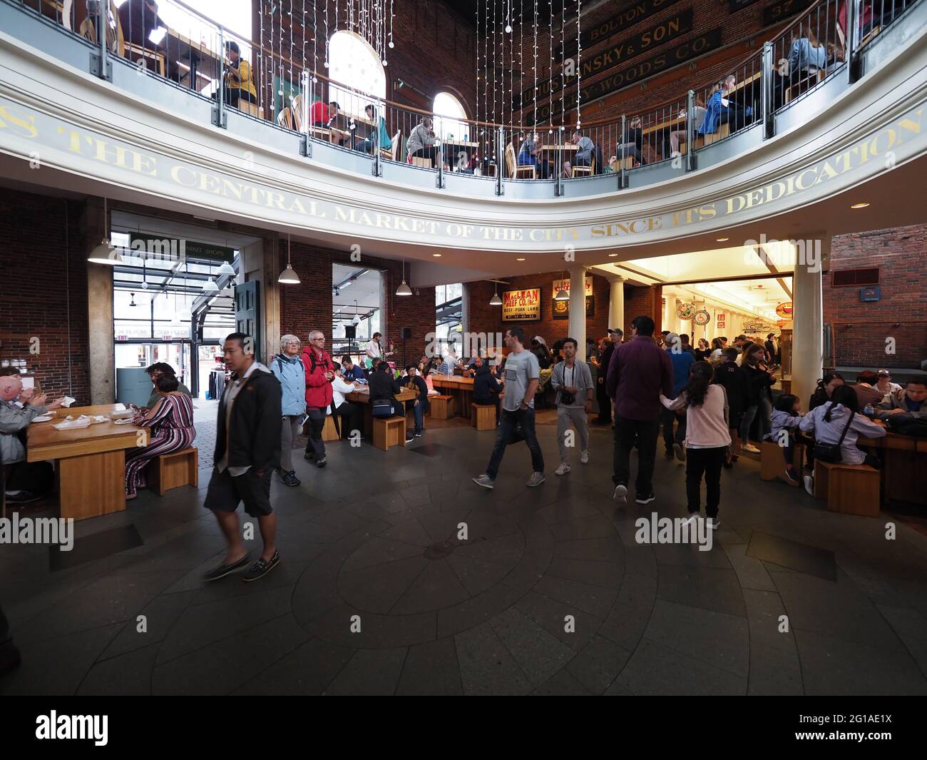 Interior image of the Quincy Market in downtown Boston Massachusetts ...