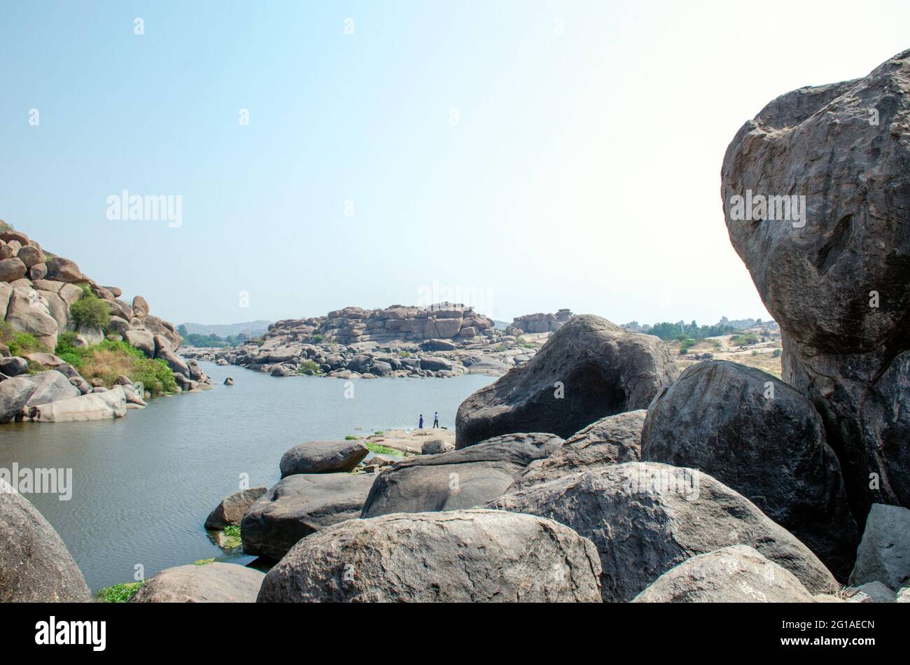 image of tungabhadra river and scenic landscape. photo taken at hampi ...