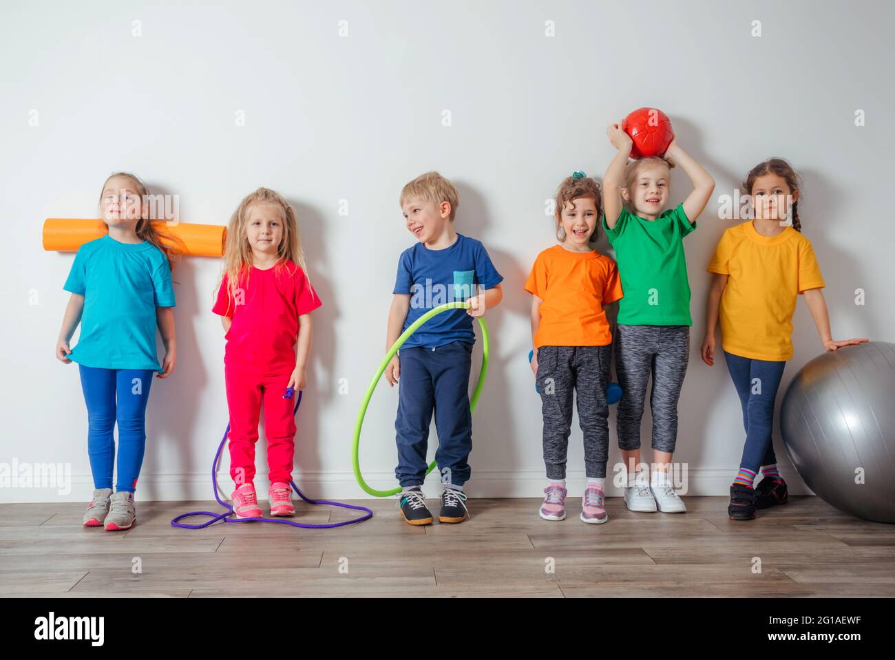 Young children adore doing physical activities at preschool Stock Photo ...