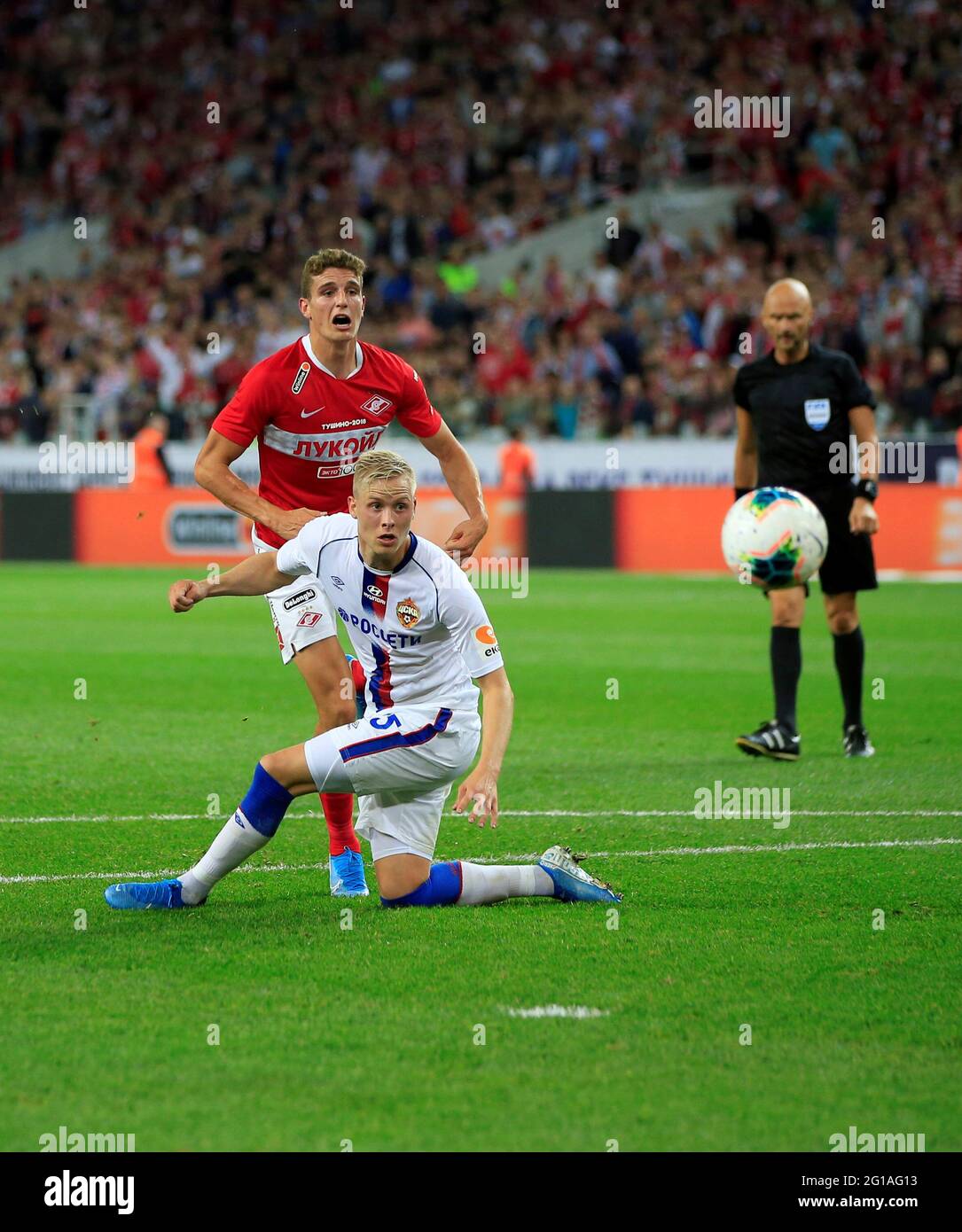 MOSCOW, RUSSIA - AUGUST 19, 2019: The 2019/20 Russian Football Premier League. Round 6. Football ...