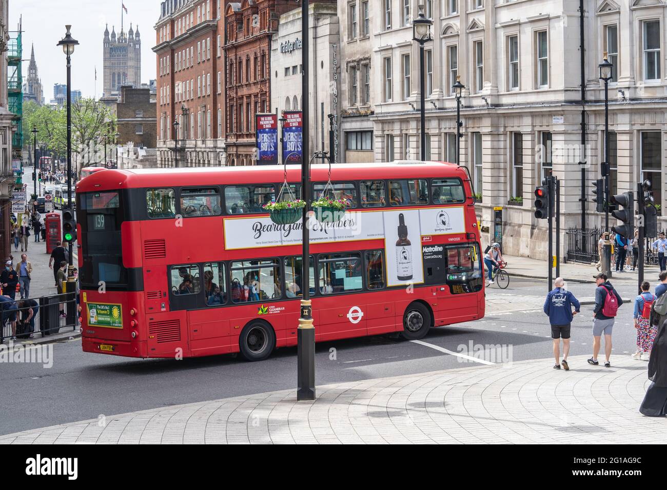 A double decker bus, red London bus. UK, London, May 29, 2021 Stock ...