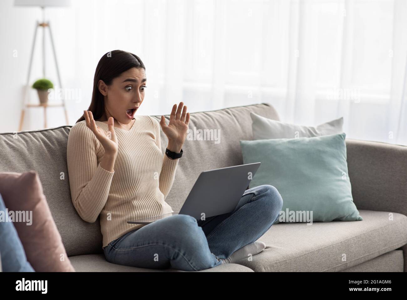 Scary video, shocking news and human emotions Stock Photo - Alamy