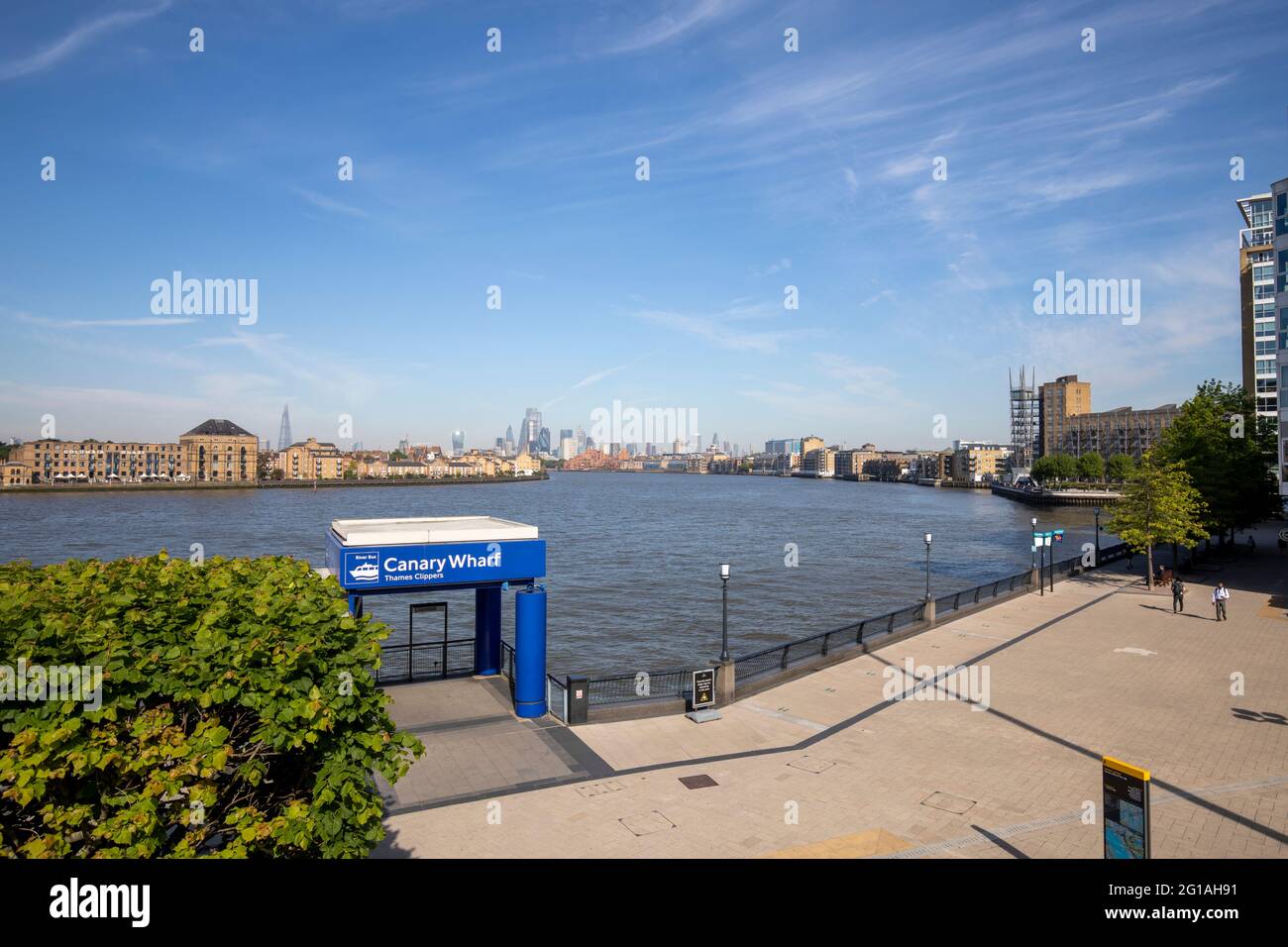 Canary Wharf Riverside and Pier Stock Photo - Alamy