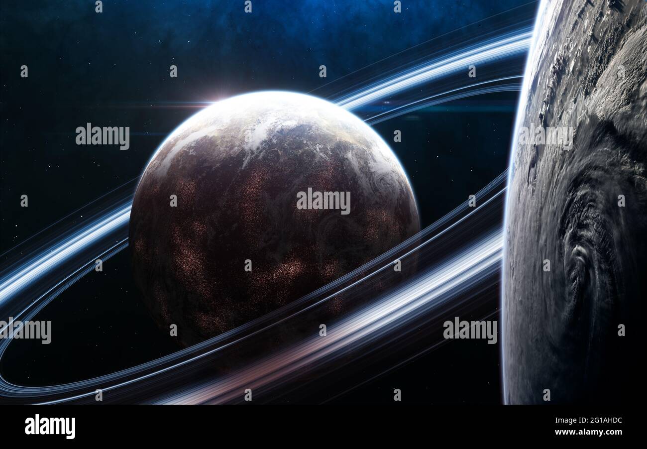 Beautiful cosmic landscape. Planets in deep space Stock Photo - Alamy