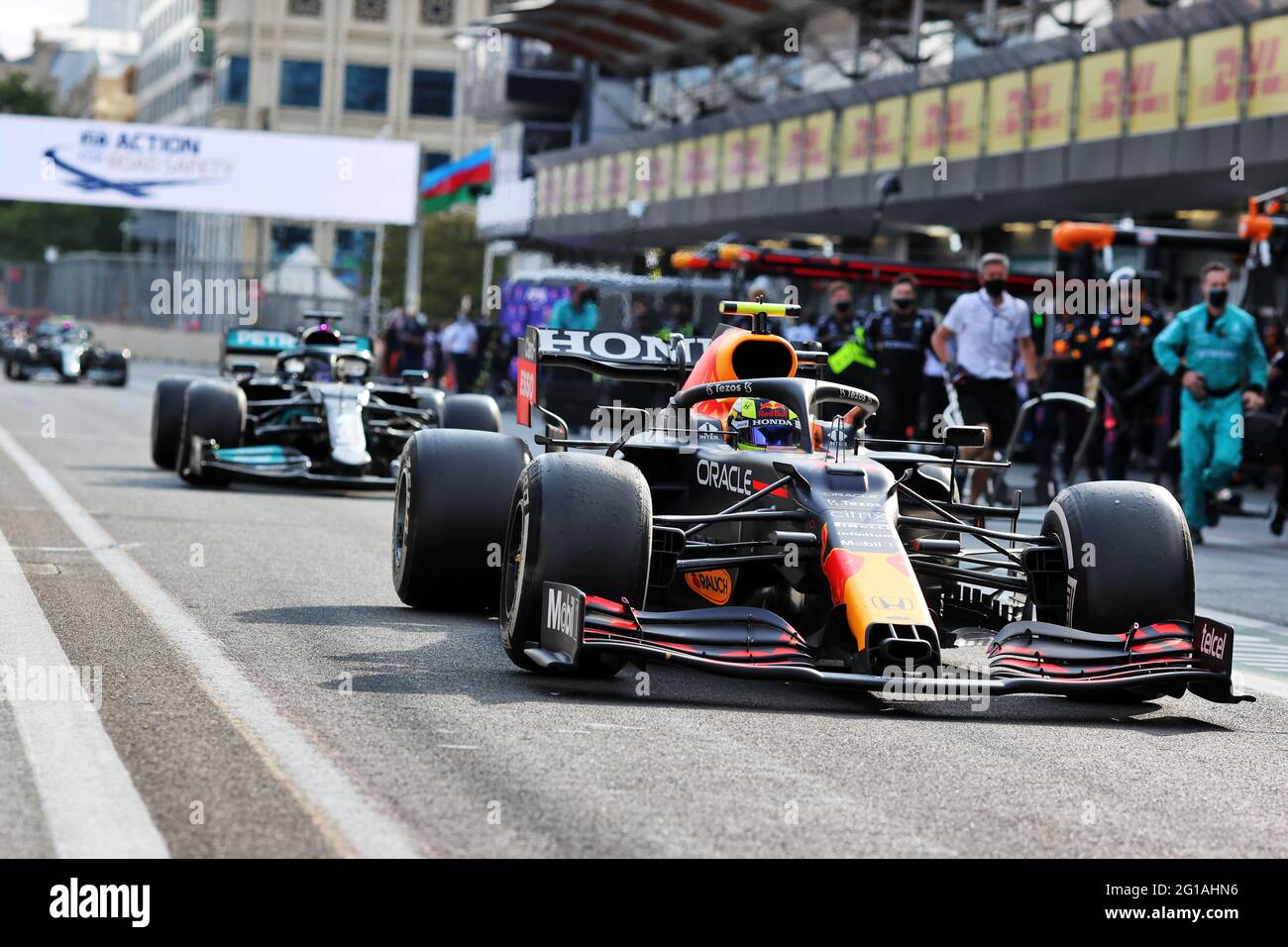 Red bull racing rb16b in pits while race is stopped hi-res stock ...