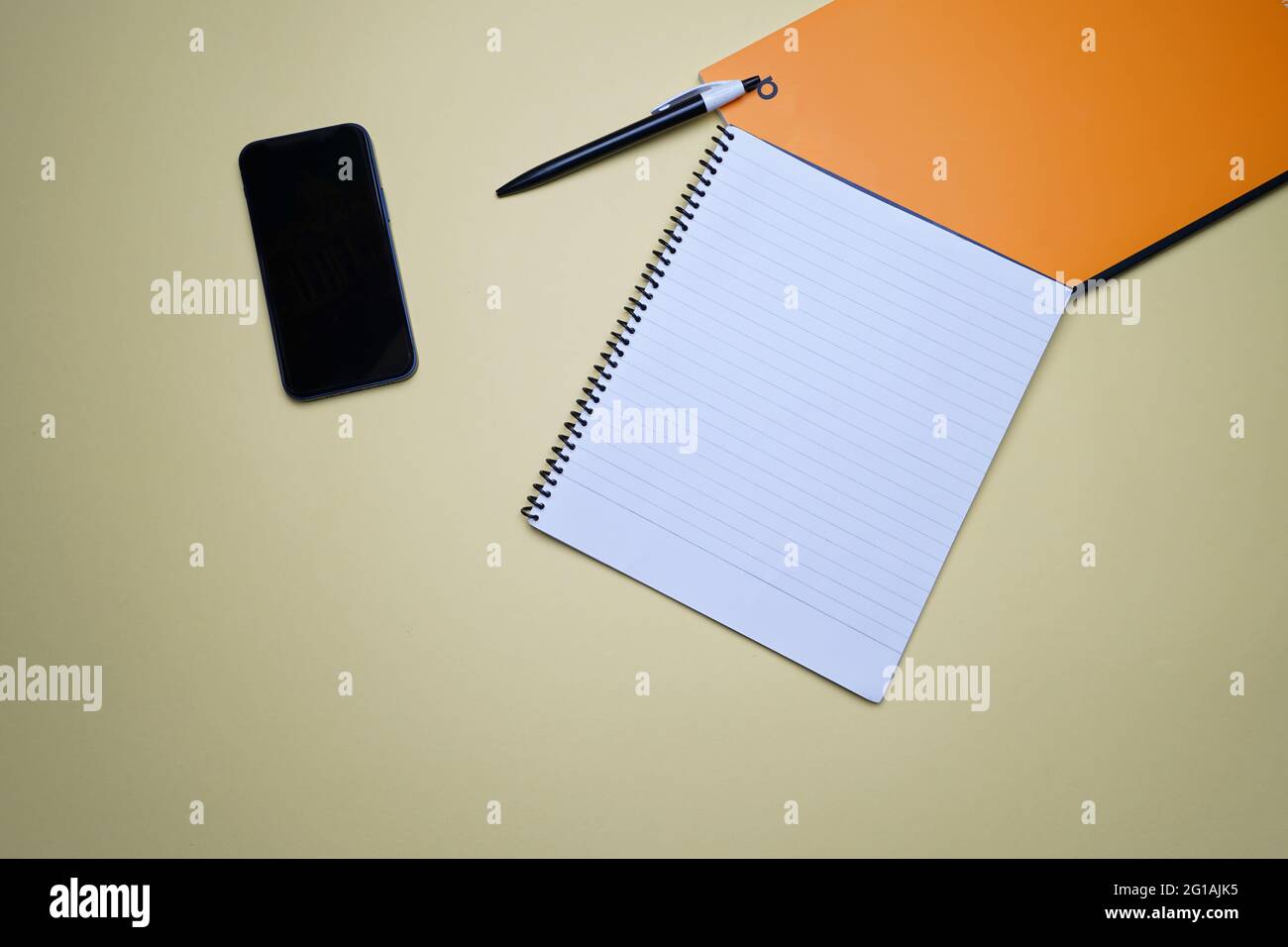 Creative Office, business professional flat lay, table top. Mobile ...