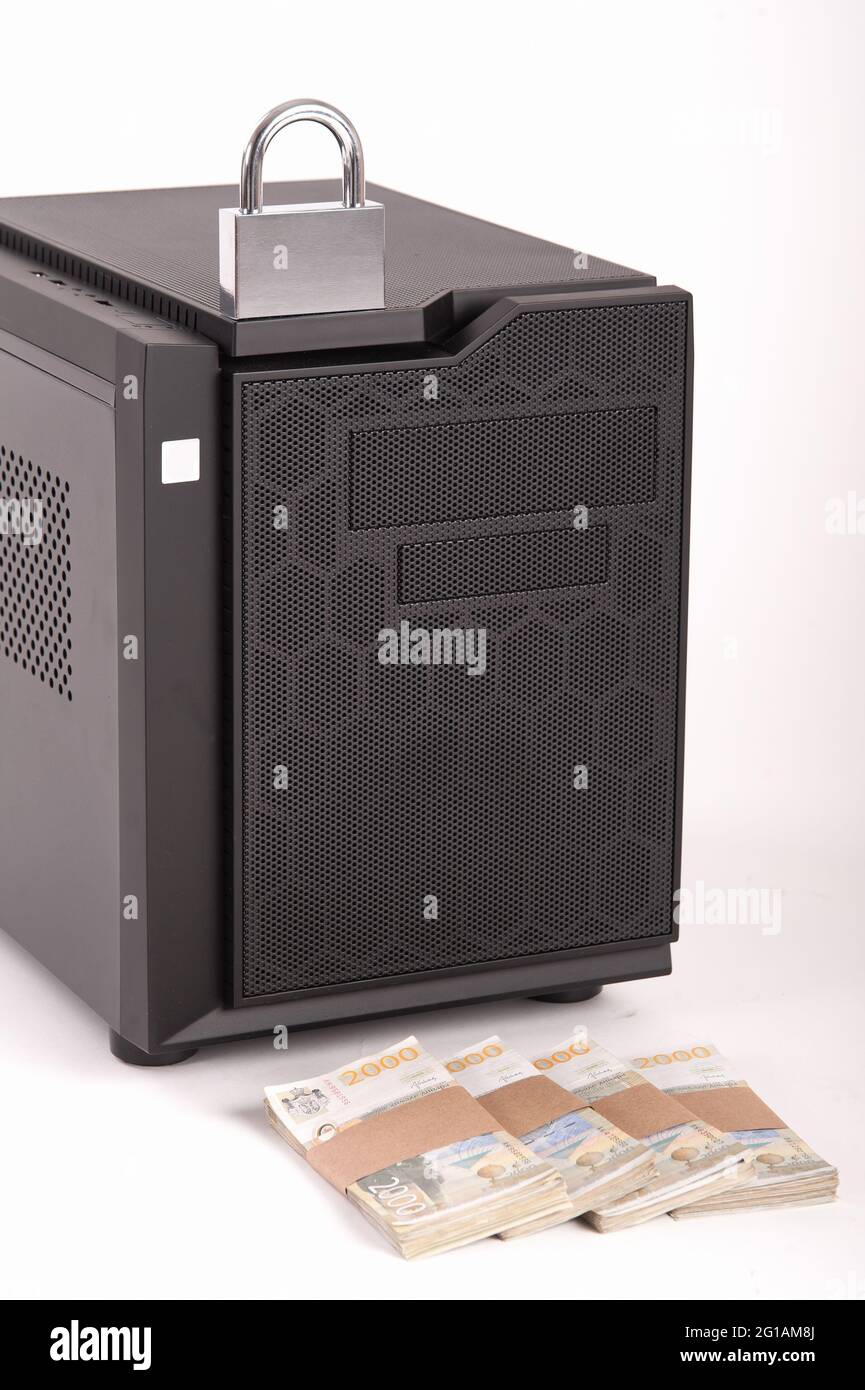 Cyber crime. Internet cyber security concept with a padlock on computer ...