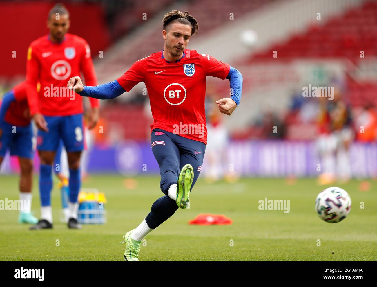 England's Jack Grealish warming up before the international friendly ...