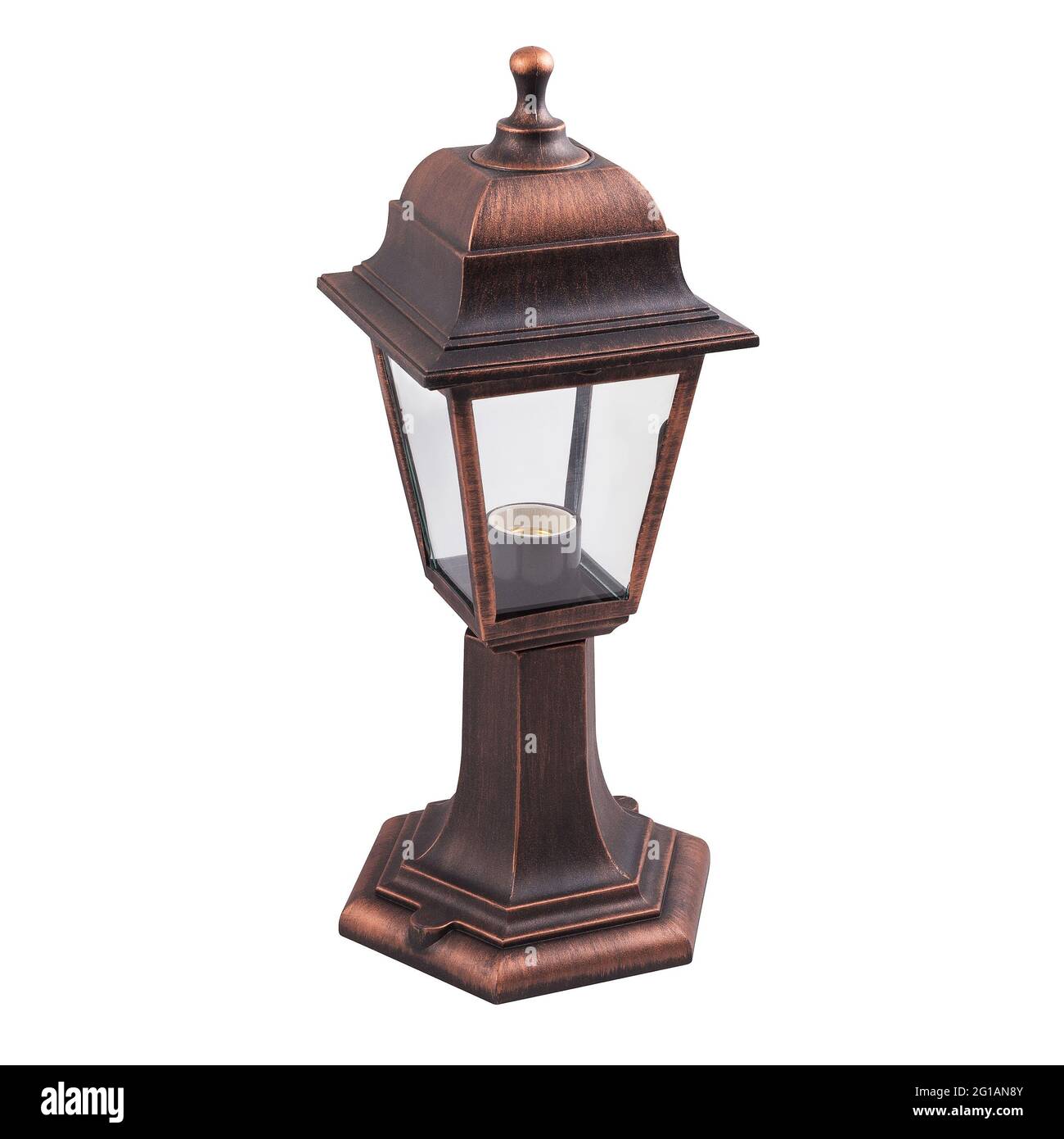 Copper ground garden light isolated on white background. Outdoor garden ...