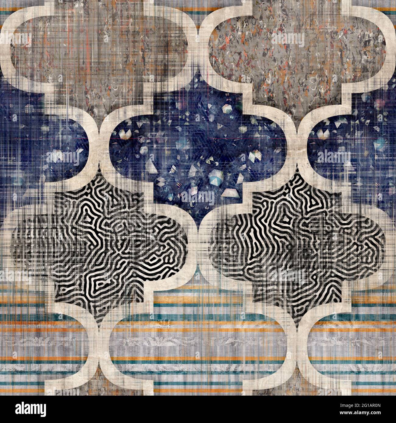 Seamless Moroccan inspired highly textured pattern for surface print ...