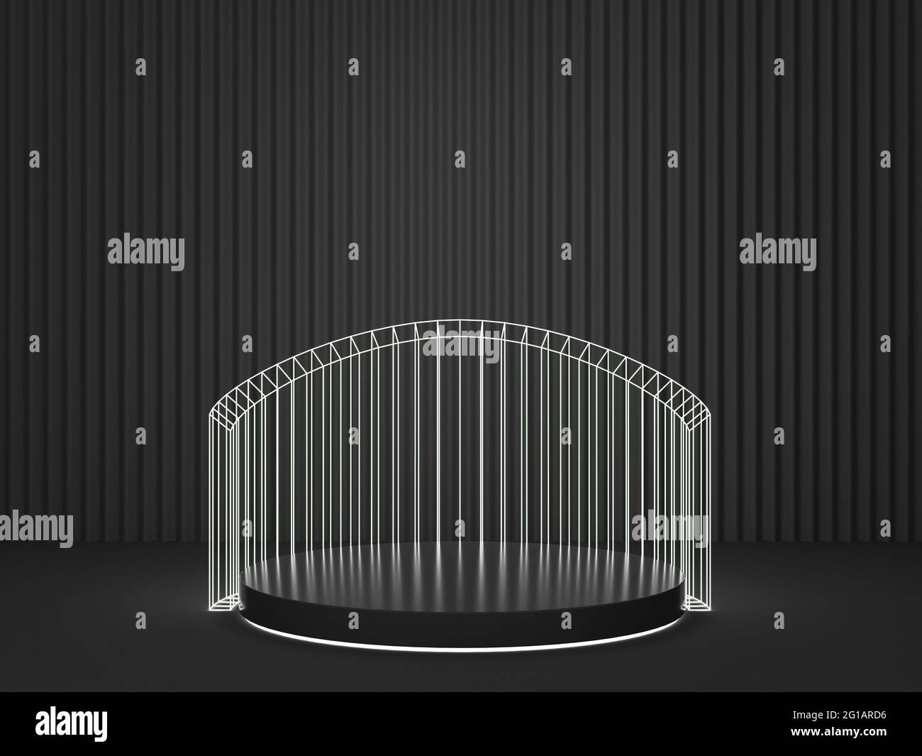 Abstract display stand with light shape as a showcase for product ...