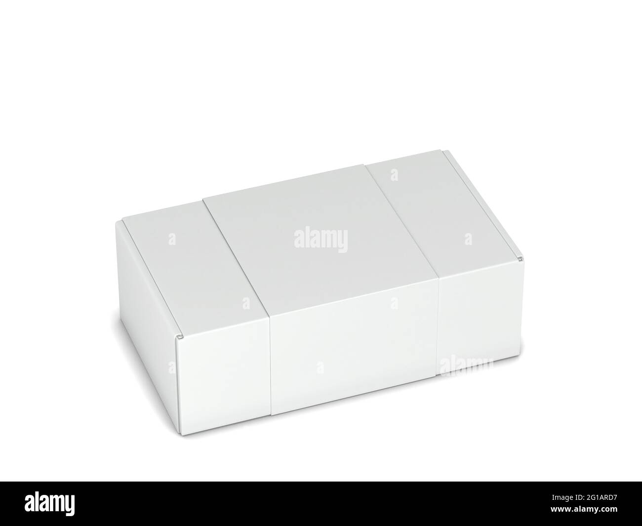 Blank tuck in flap packaging box mockup. 3d illustration isolated on ...