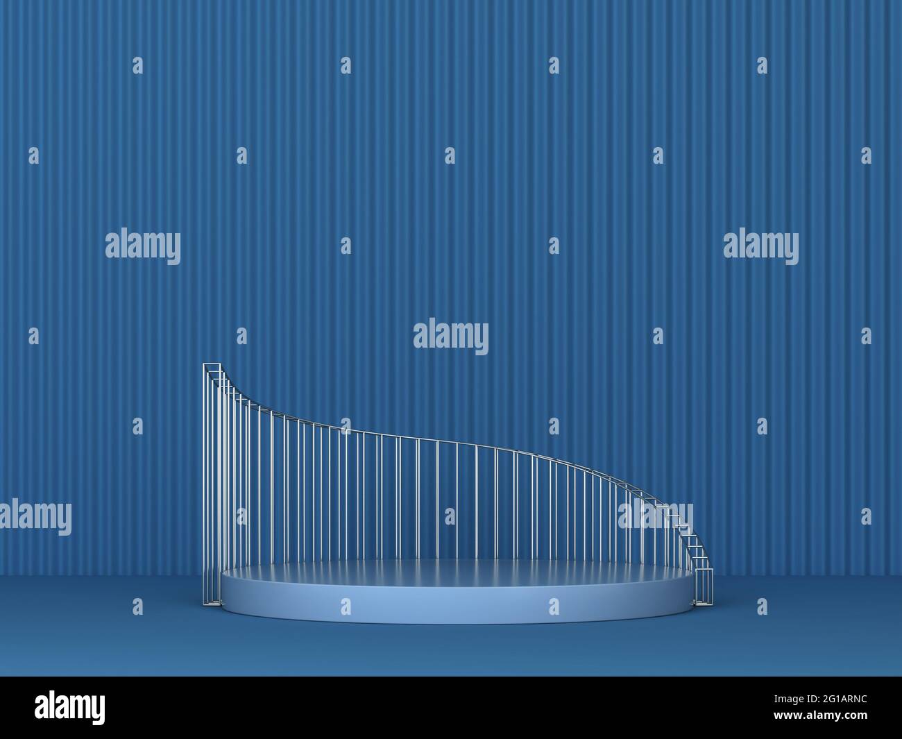 Abstract podium stage with steel construction as a showcase for product ...