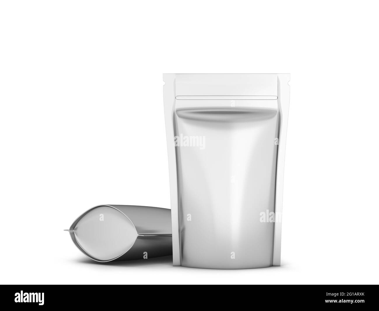 Blank zipper package mockup. 3d illustration isolated on white ...