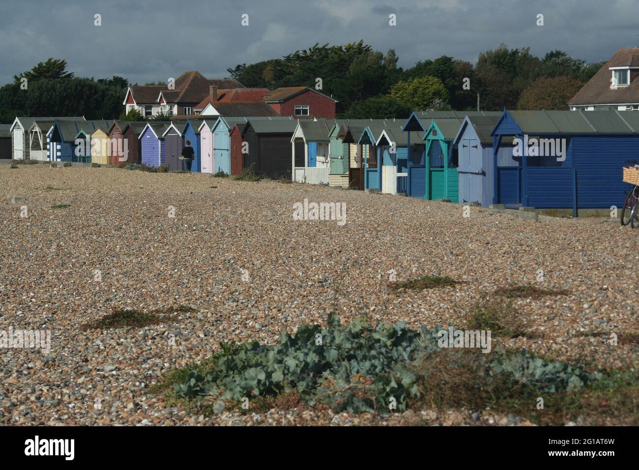 Beach huts on Ferring Beach, Sussex, England Stock Photo - Alamy
