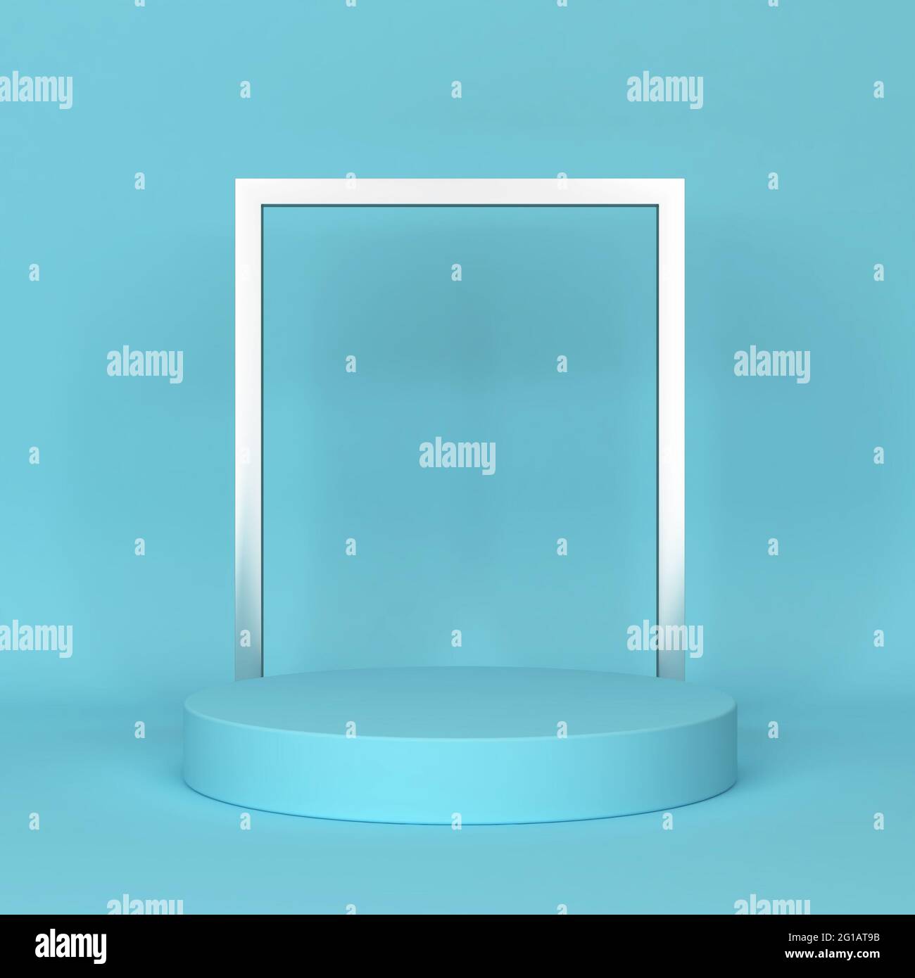 Round podium with a frame. Minimal scene. 3d illustration Stock Photo ...