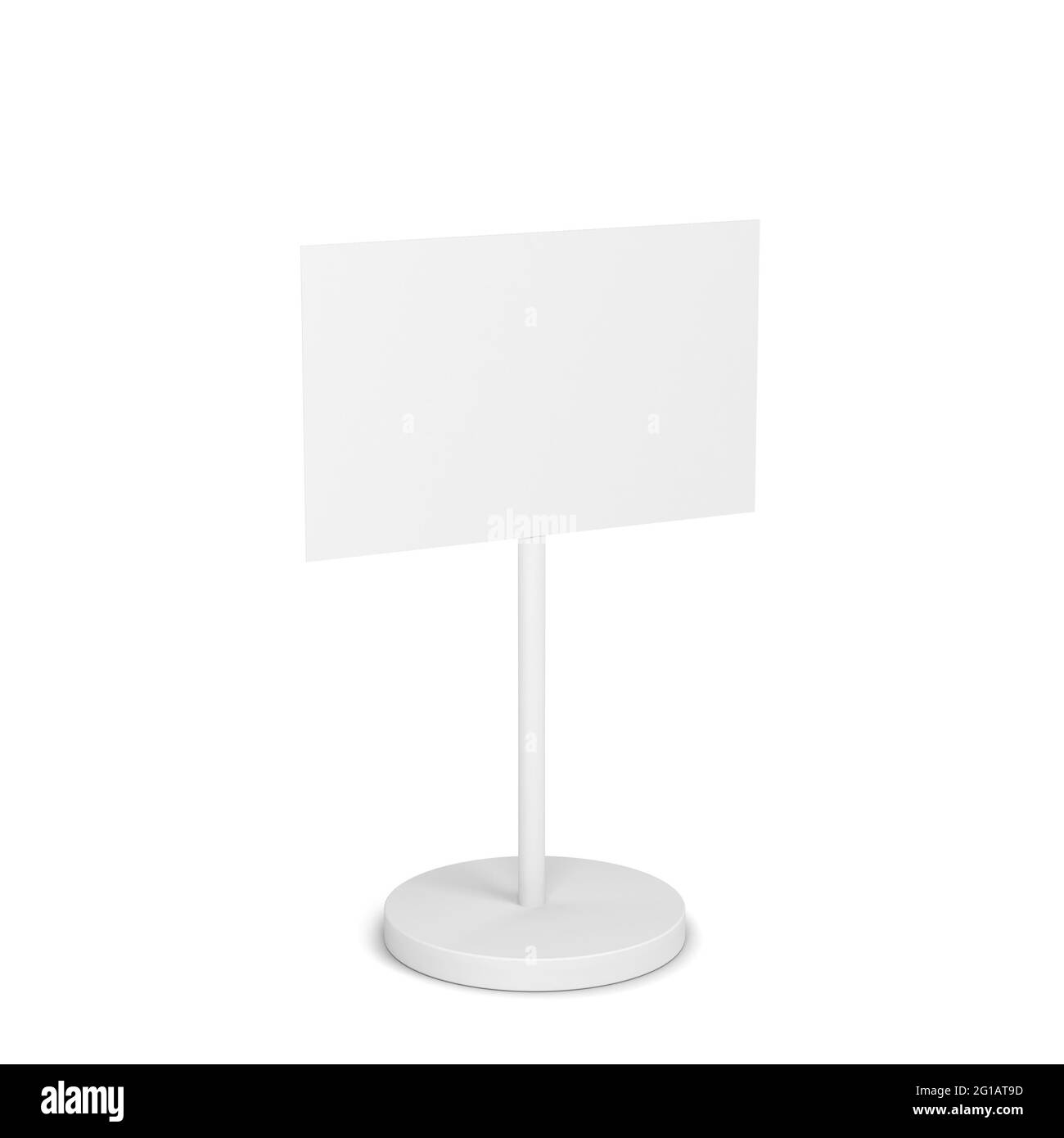 Blank sign on a metal pole stand mockup. 3d illustration isolated on ...
