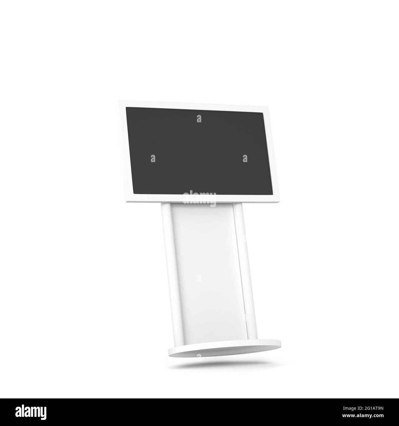 Blank stand with plasma mockup. 3d illustration isolated on white ...