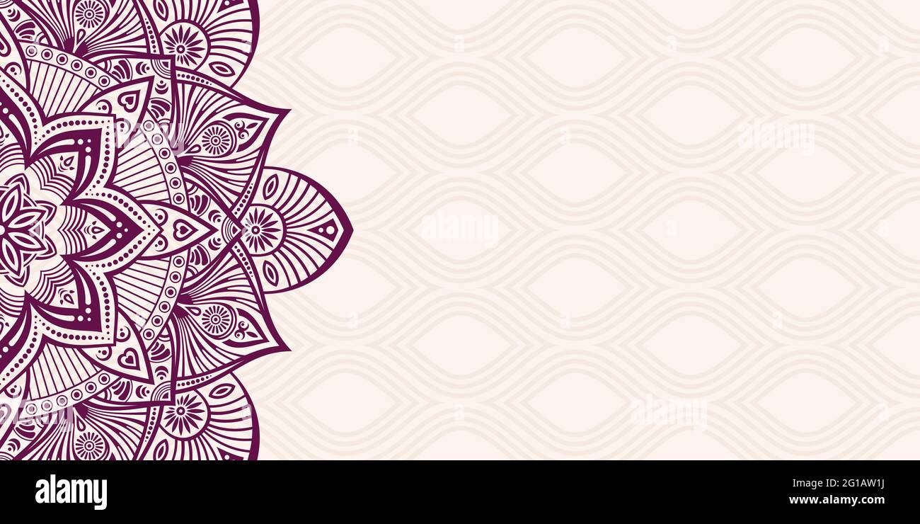 Horizontal mandala banner. Decorative flower mandala background with ...