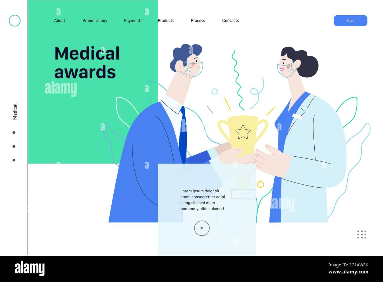 Medical awards -medical insurance web template -modern flat vector ...