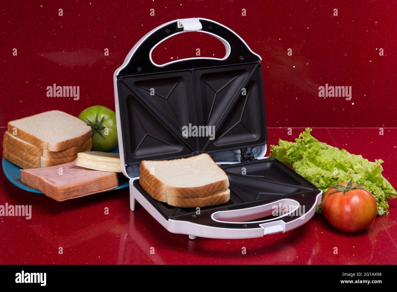 Sandwich maker; photo with ingredients to make sandwiches Stock Photo ...