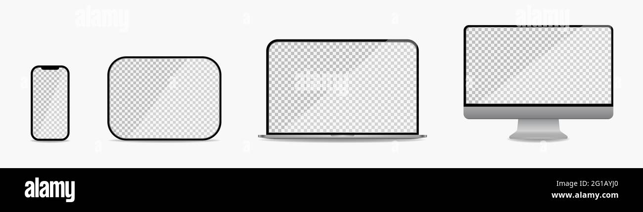 Device icon set. Smartphone, tablet, laptop and computer monitor ...