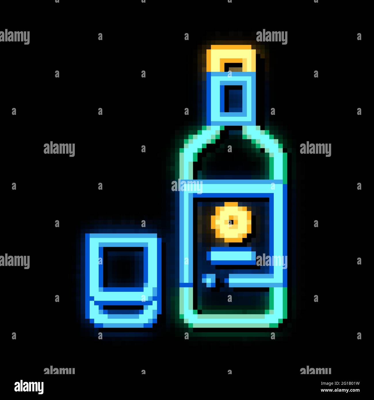 Sake Bottle Cup neon glow icon illustration Stock Vector Image & Art ...