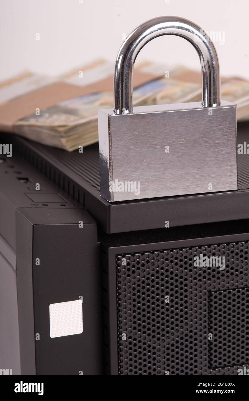 Cyber Crime Internet Cyber Security Concept With A Padlock On Computer Server Ransomware