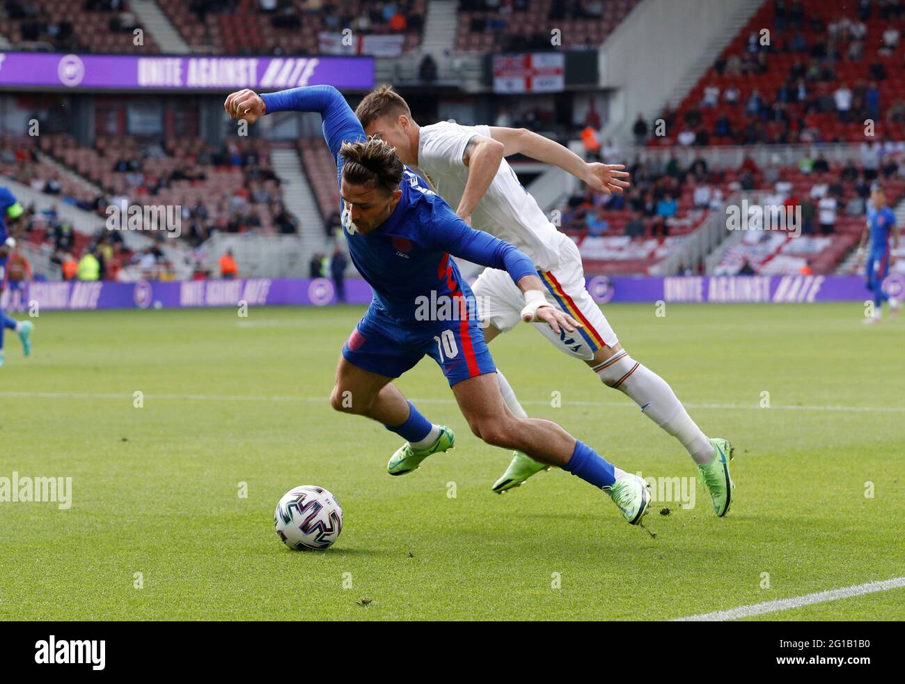 Middlesbrough, England, 6th June 2021. Jack Grealish of England brought ...
