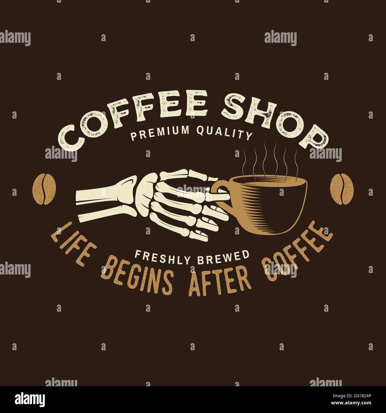 Coffe shop logo, badge template. Life begins after coffee. Vector ...