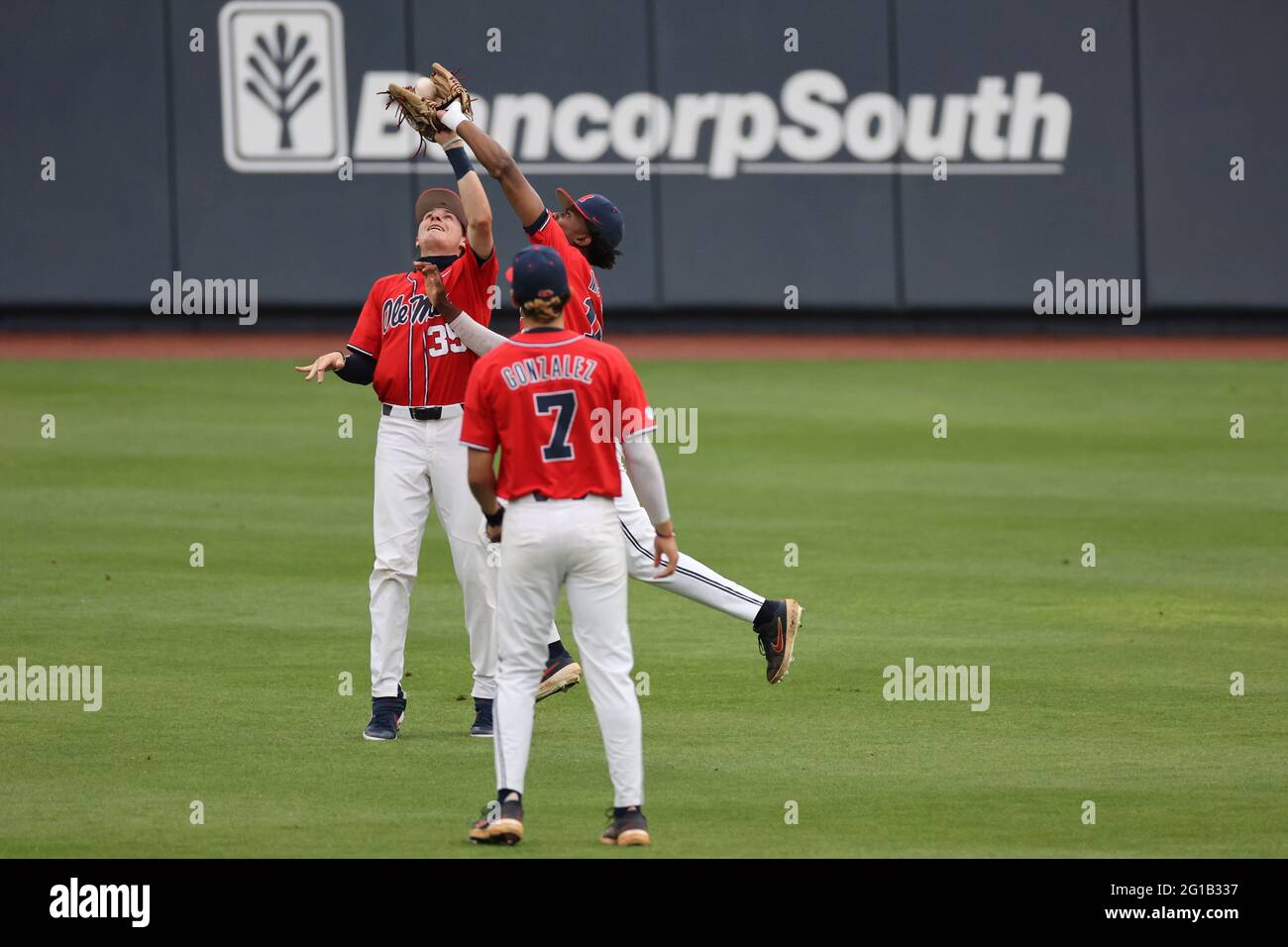 June 05, 2021: Ole Miss infielder TJ McCants (16) makes a catch in a ...