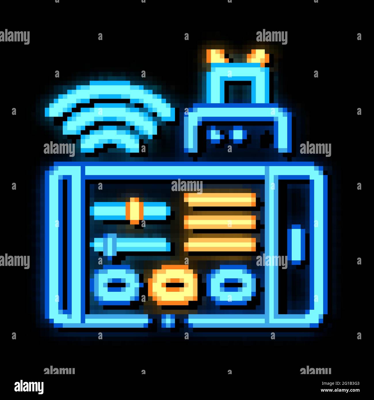 Settings glowing neon sign Stock Vector Images - Alamy