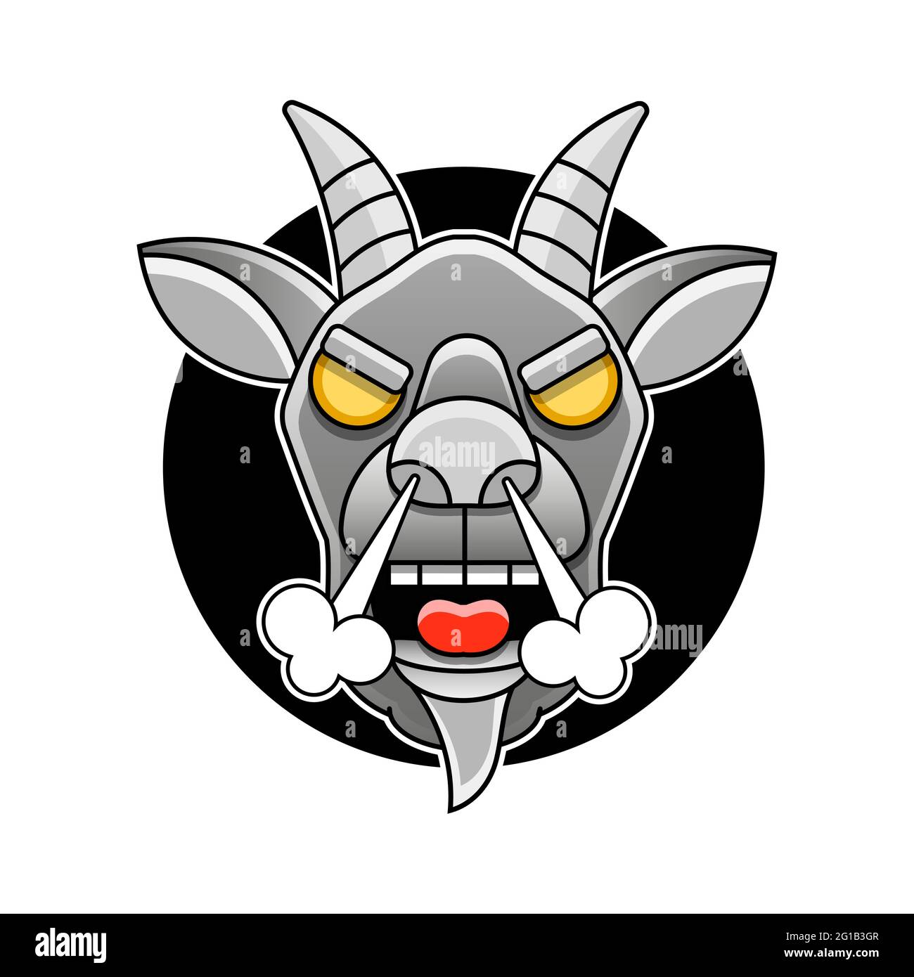 Side view goat head logo template for meat and dairy products, cartoon ...