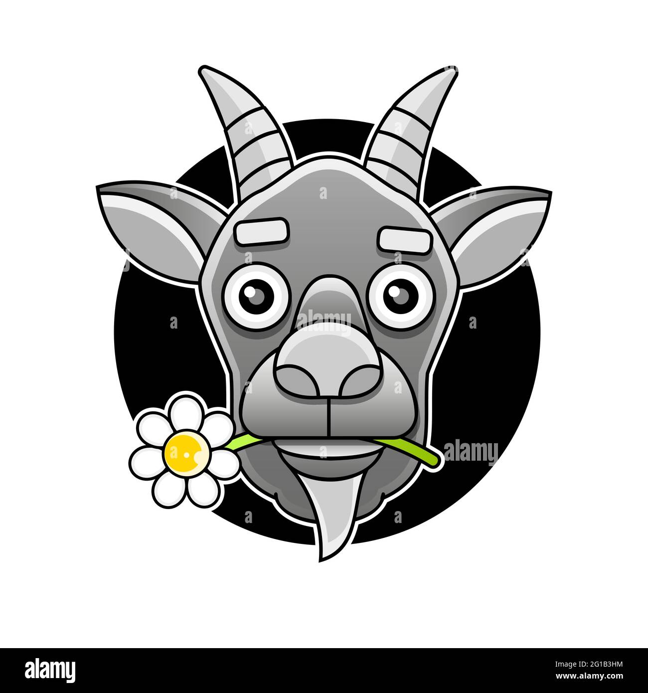 Side view goat head logo template for meat and dairy products, cartoon ...